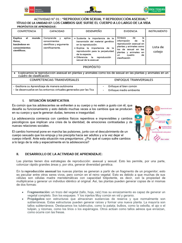 Act. 1 - U - 7 - 4 - 23 | PDF | Reproducción | Plantas
