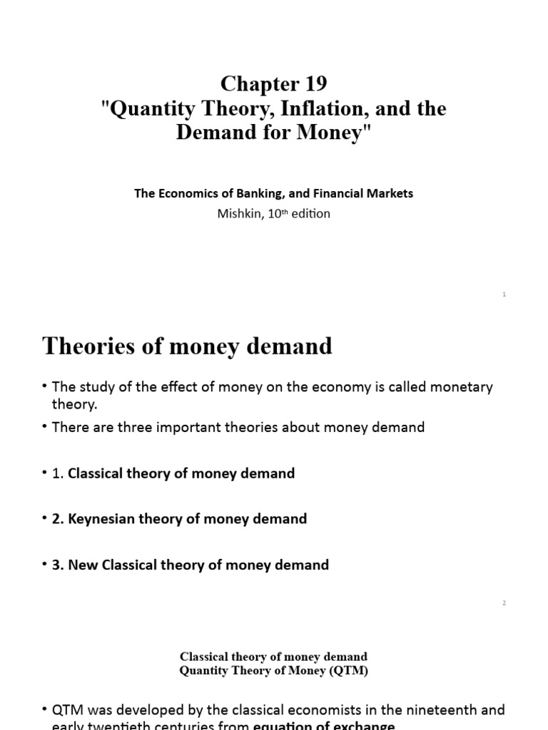 Chapter 21 "Quantity Theory, Inflation and The Demand For Money" | PDF | Demand For Money ...