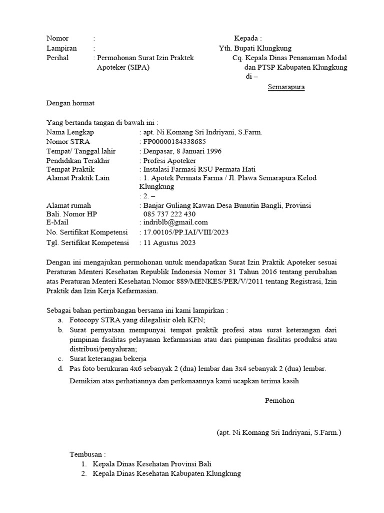 Permohonan SIPA APF | PDF