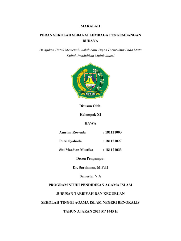 Makalah Pendidikan Multikultural Kel 11 Pai 5a | PDF