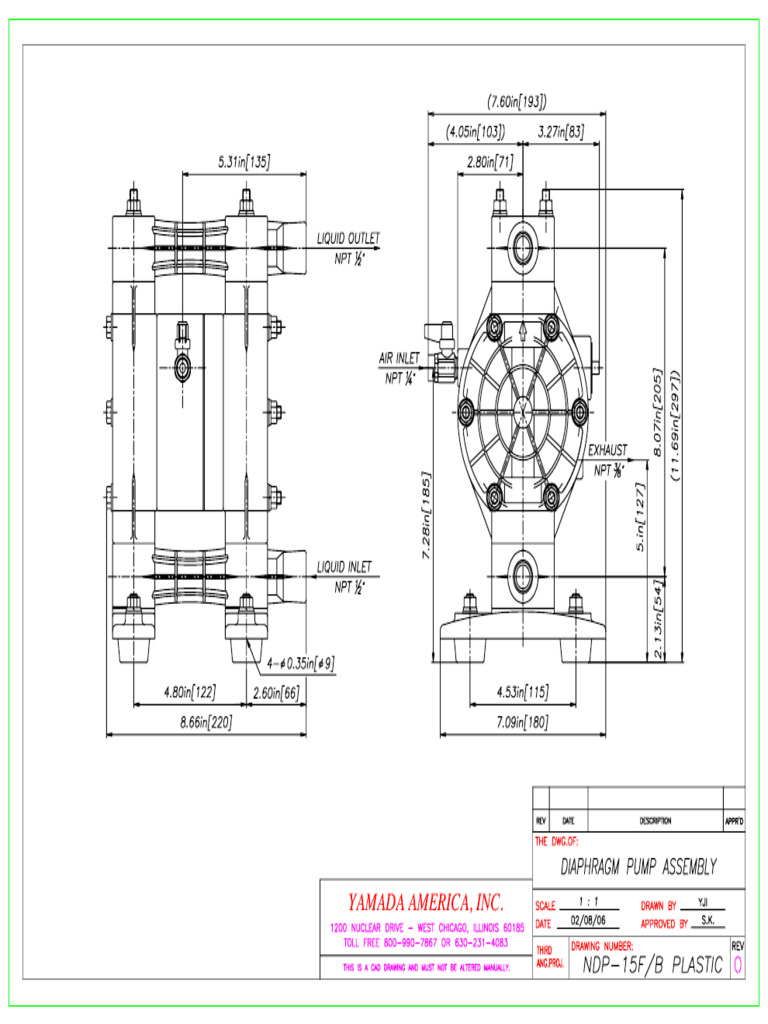 Yamada NDP-15F Pump Drawing | PDF
