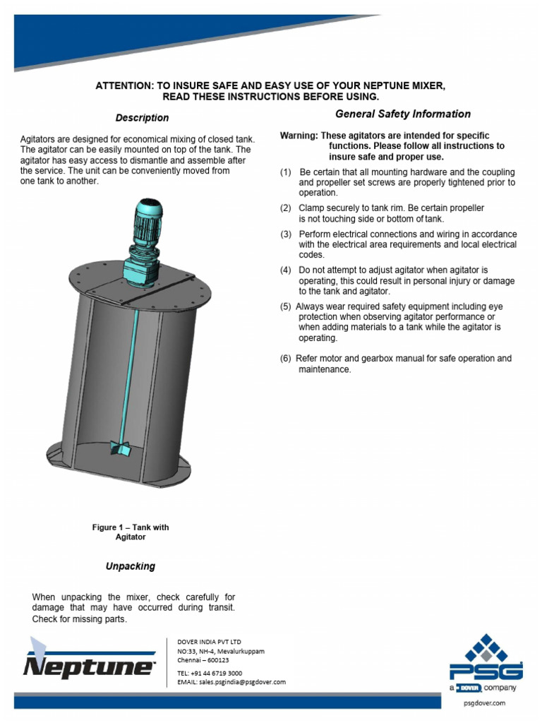 Neptune Mixer Safety & Assembly Guide | PDF | Propeller | Manufactured ...