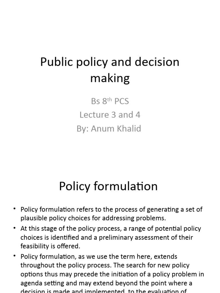 Lecture 3 and 4 | PDF | Policy | Decision Making