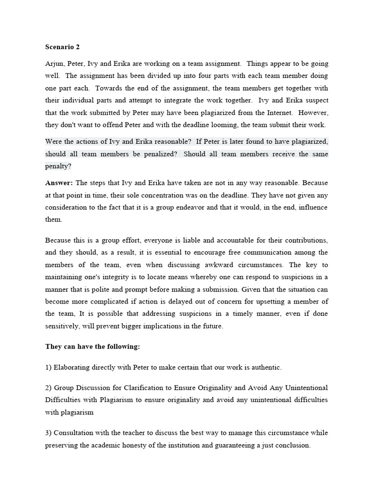 Scenario 2, 3 and 4 | PDF | Strategic Management | Plagiarism