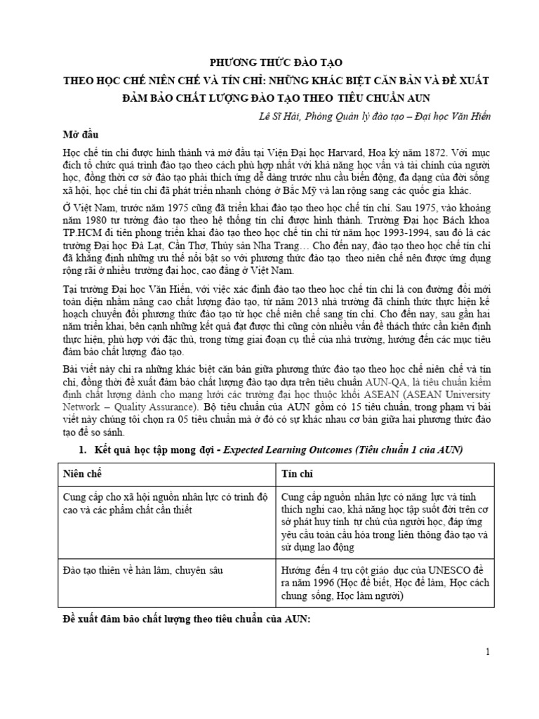 VHU - Nhung Khac Biet Can Ban Giua Dao Tao Theo Nien Che Tin Chi Va de Xuat Dam Bao Chat Luong ...