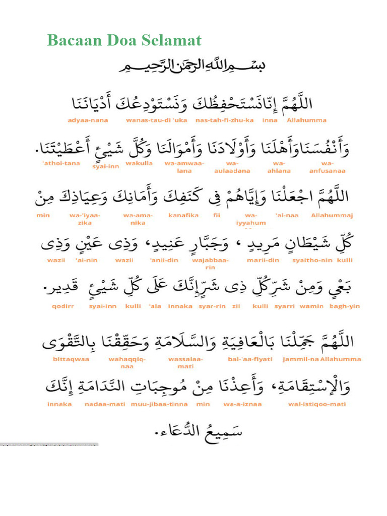 Bacaan Doa Selamat | PDF