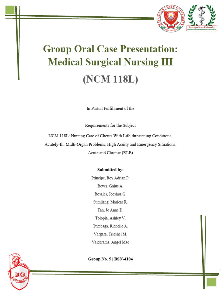 123group Oral Case Presentation - Medical Surgical Nursing III FINAL NA ...