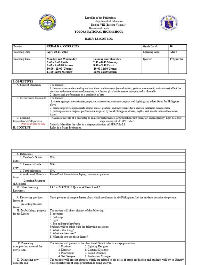 ARTS LP-Week-1 | PDF | Theatre | Learning