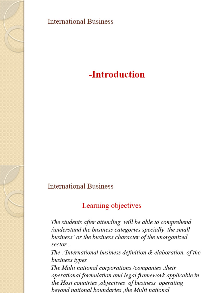 BBA International Business Intro PPT 3 | PDF | Multinational ...