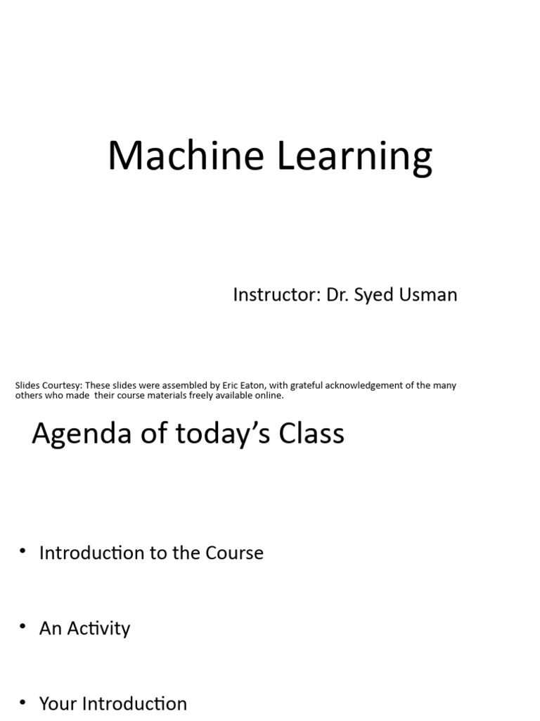 Ml Lecture 1 Pdf Machine Learning Deep Learning