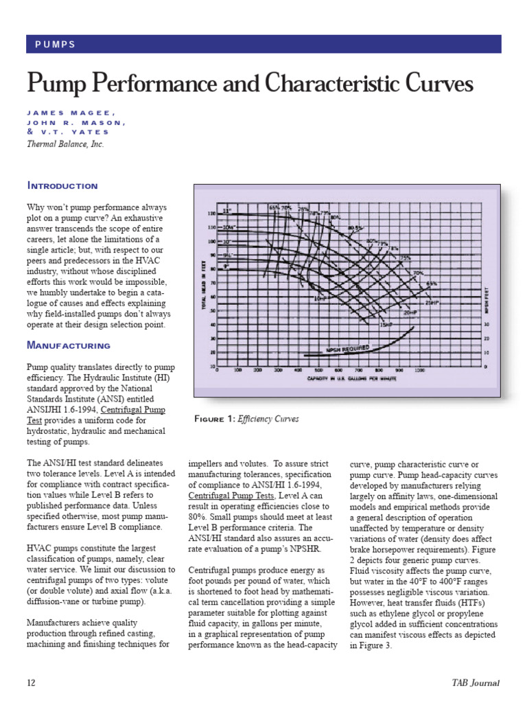 Pump Performance and Characteristic Curves TAB Journal 1997 Spring ...