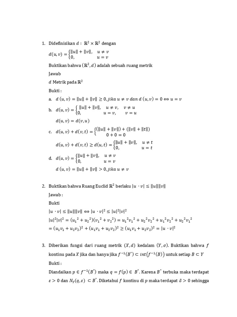 Metrik dan Kontinuitas dalam Ruang Euclid | PDF | Metode & Bahan Ajar ...