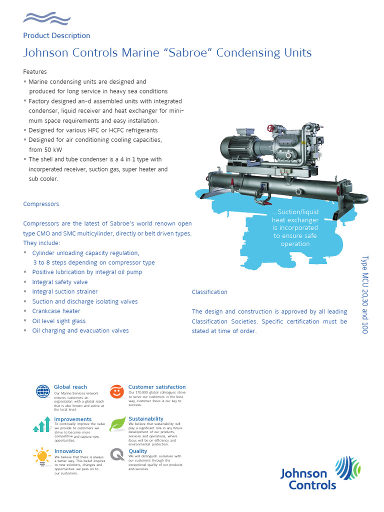Johnson Controls Marine Sabroe Condensing Unit | PDF | Heat Exchanger ...