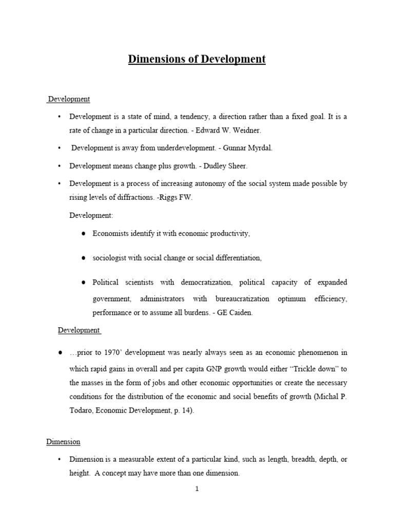 Dimensions of Development | PDF | Sustainability | Economic Growth