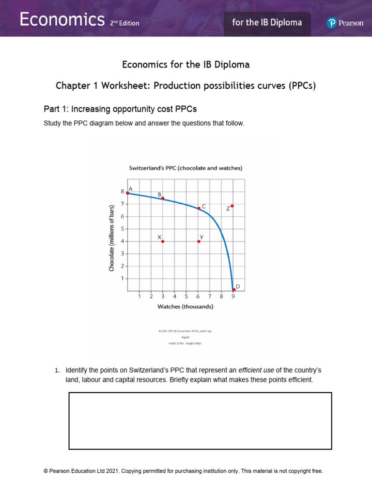 Ib Economics ch1 WKSHT PPC Exercise | PDF | Production And Manufacturing | Business