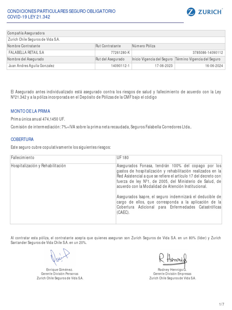 Condiciones Particulares Covid | PDF | Seguro | Póliza de seguros