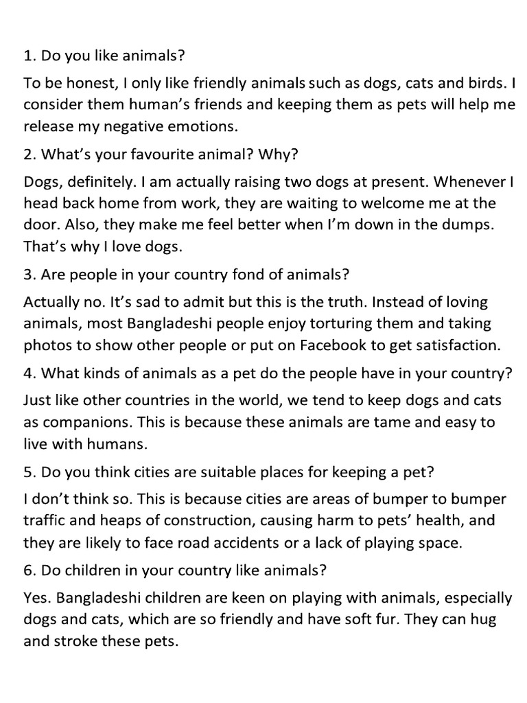 Animal Part 01 QSN | PDF