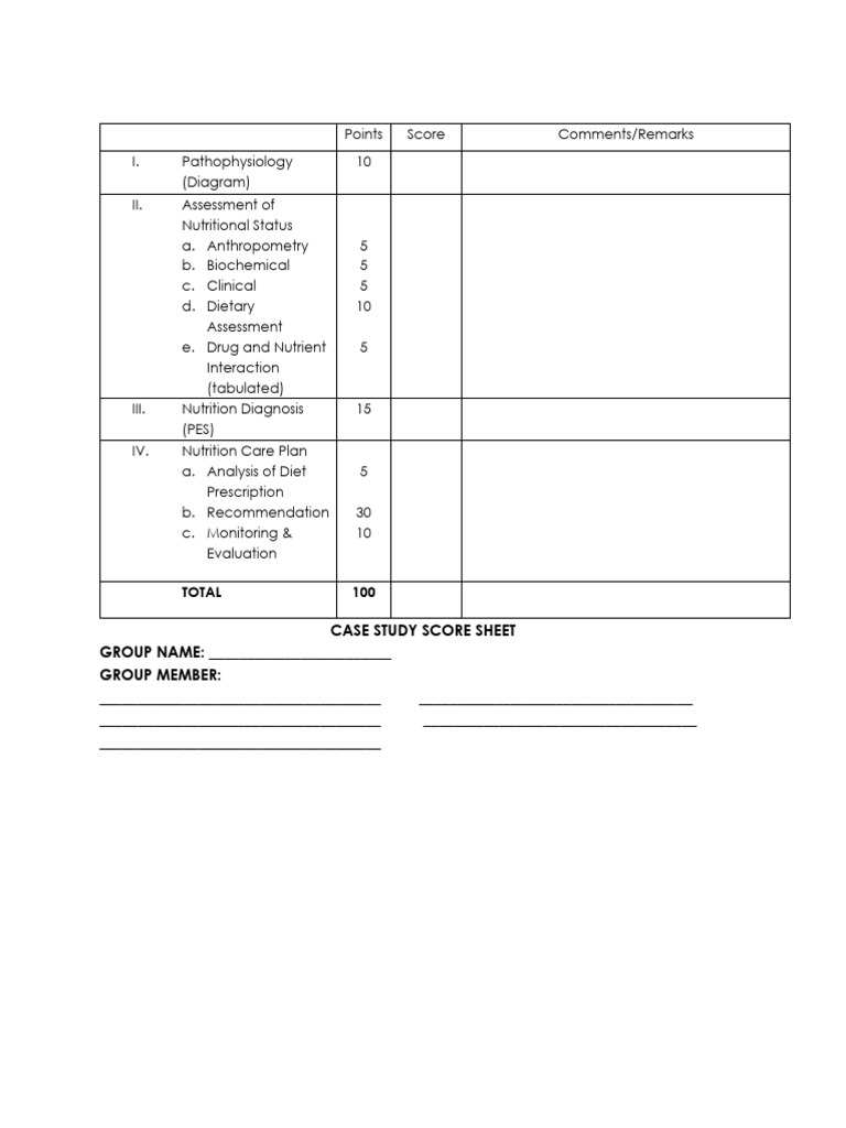 Case Study Score Sheet | PDF