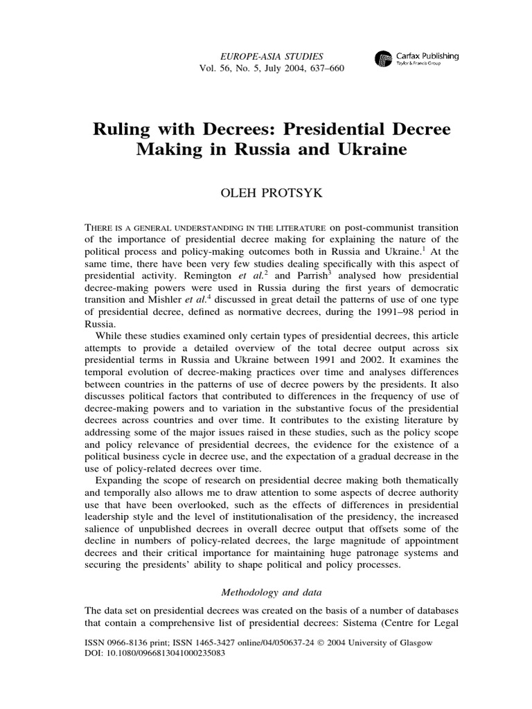 Ruling With Decrees | PDF | Ukraine | Russia–Ukraine Relations