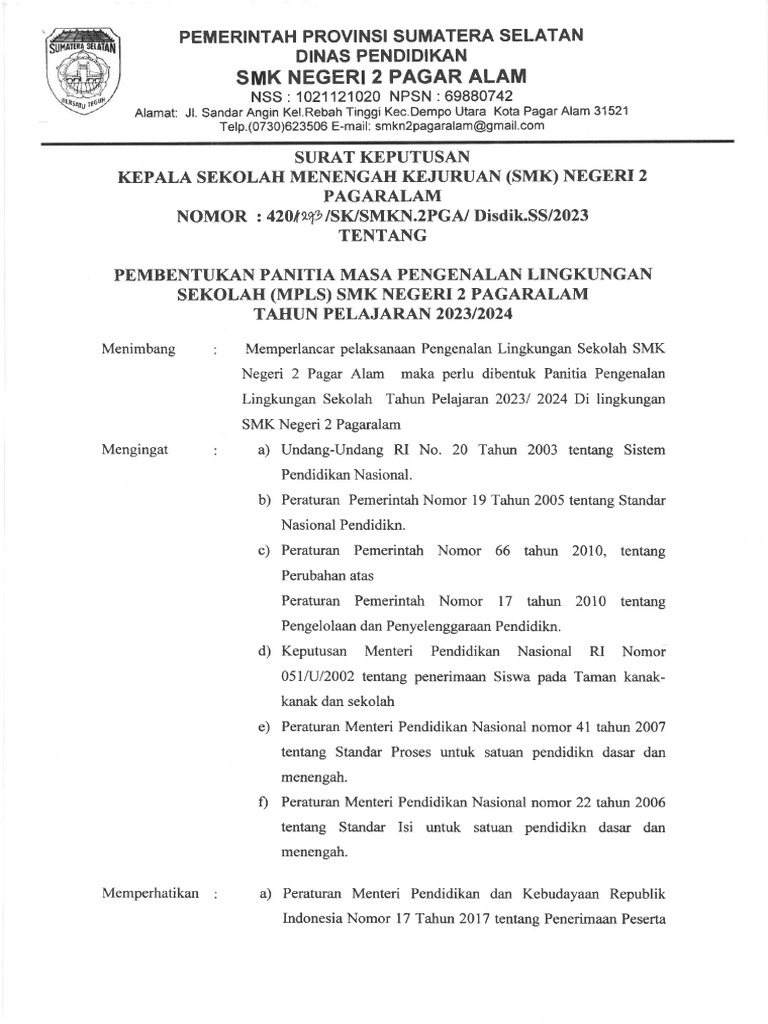 SK Mpls Tahun 2023 | PDF