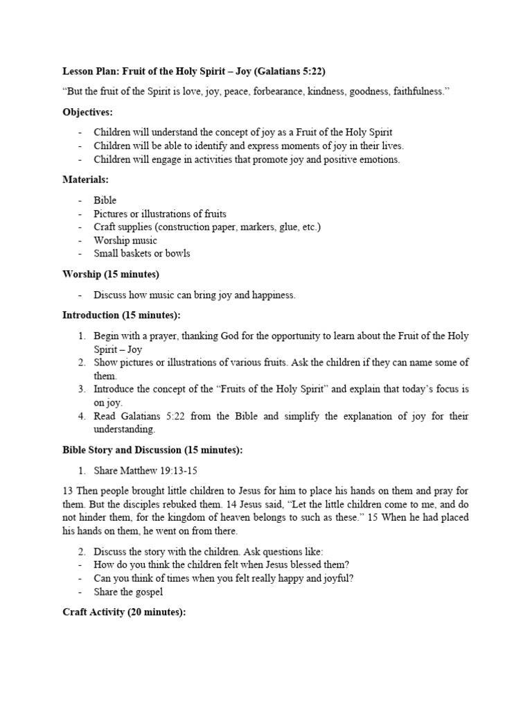 Fruit Of The Holy Spirit Joy PDF Fruit Of The Holy Spirit Jesus
