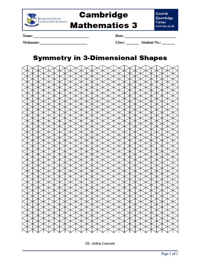 Symmetry in 3D Shapes Worksheet | PDF