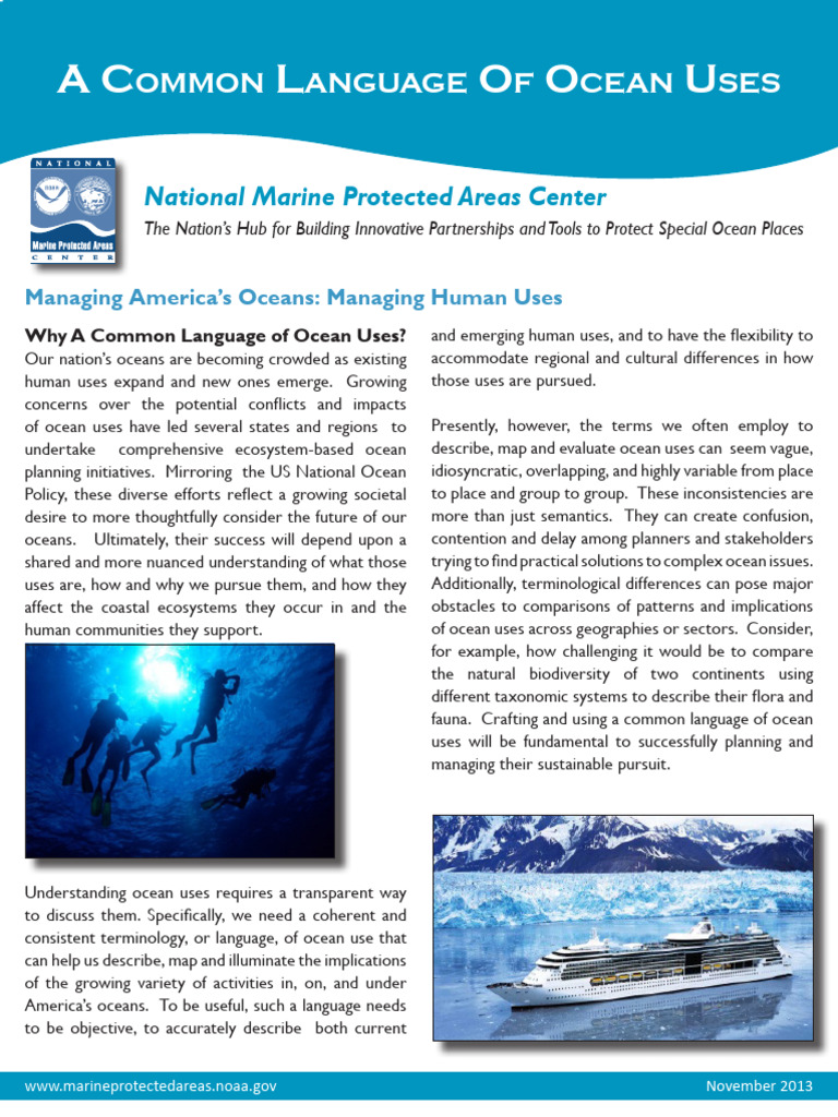 Common Language Ocean Uses | PDF | Coast | Oceans