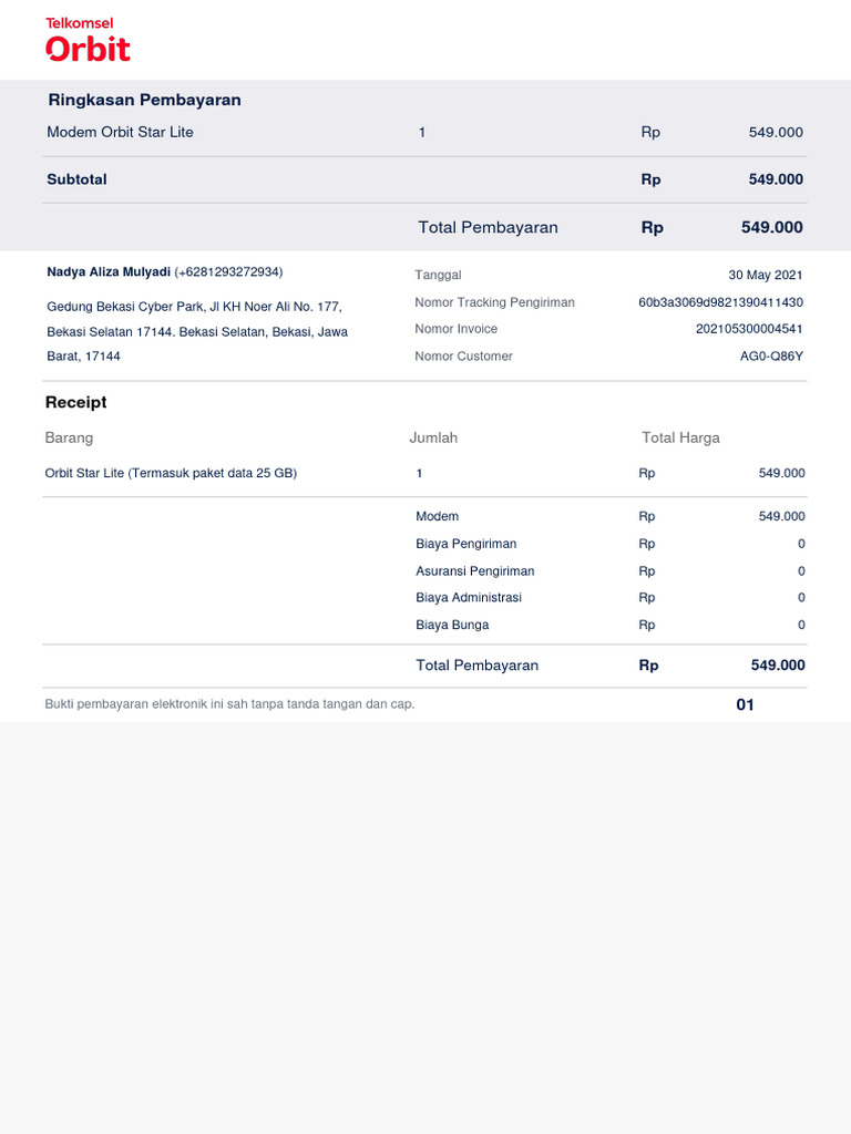 Invoice Orbit Site RSP | PDF