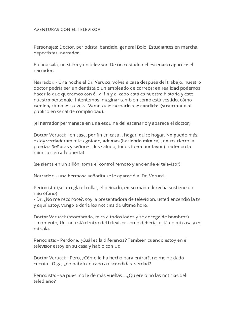 Aventura del Dr. Verucci y la TV | PDF
