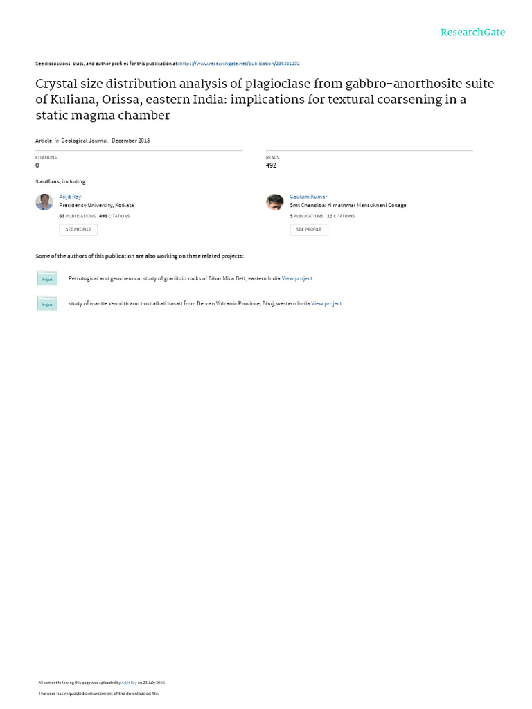 Crystal Size Distribution Analysis of Plagioclase | PDF | Magma ...