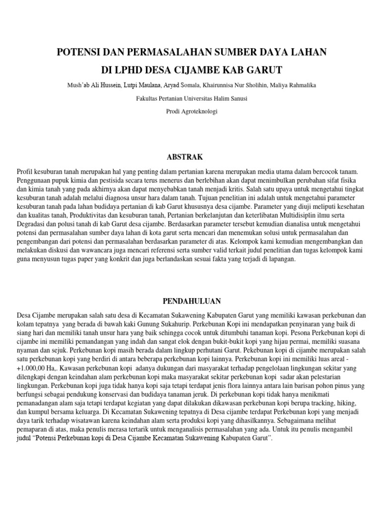 Potensi Dan Permasalahan Sumber Daya Lahan | PDF
