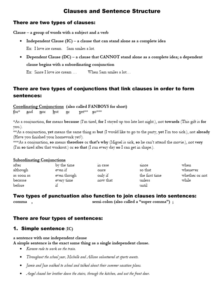 Clauses Sentence Structure - Definitions Examples | PDF | Linguistics | Language Mechanics