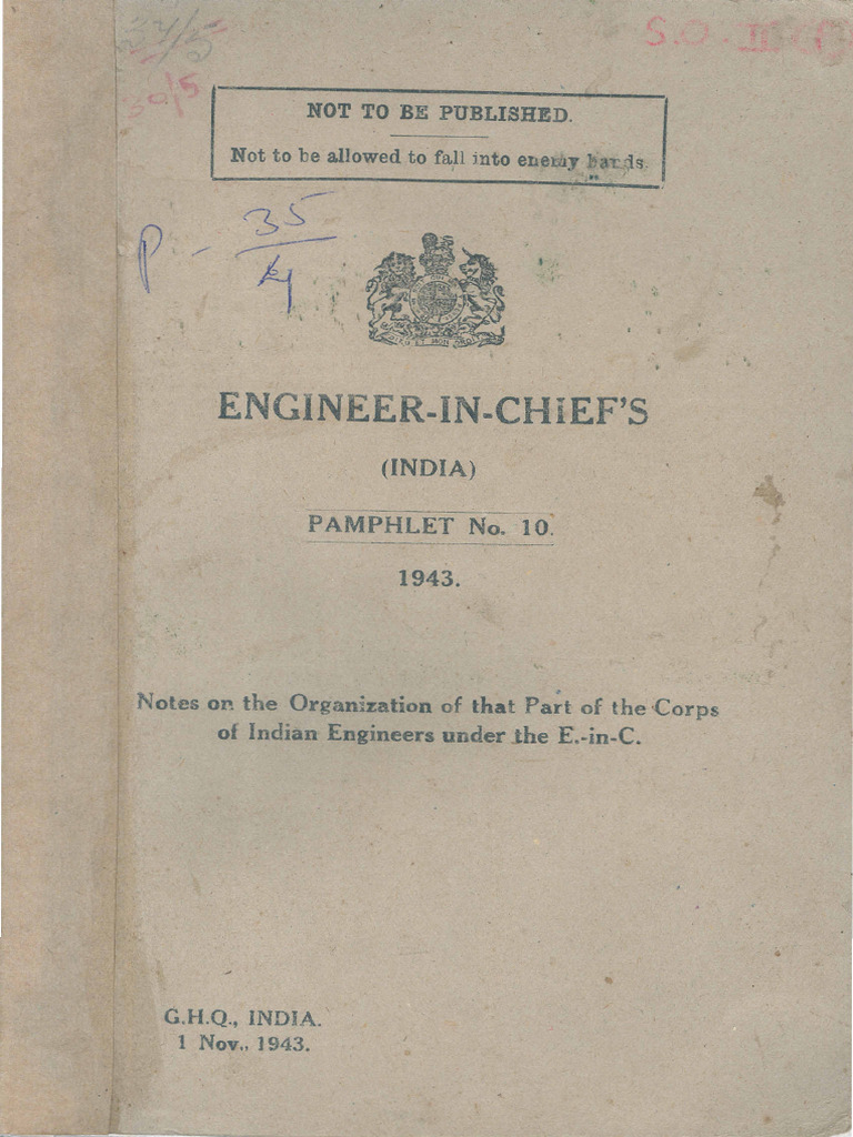 E-In-Cs (India) Pamphlet No 10 - 1943 | PDF | National Security ...