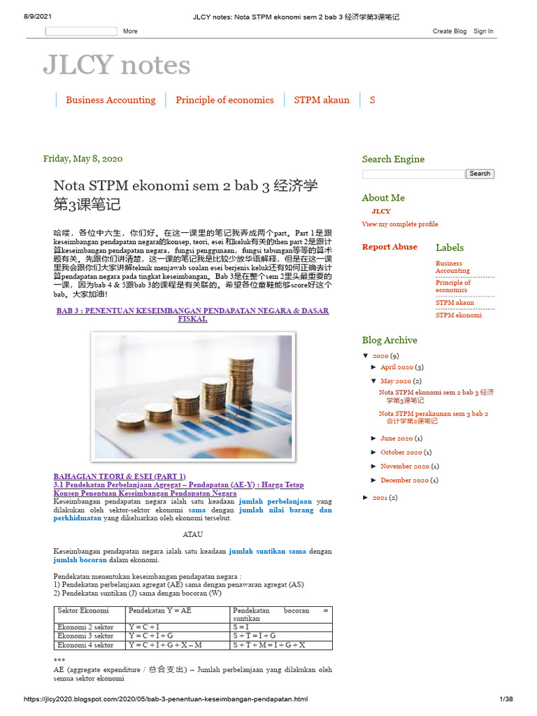 Nota STPM Ekonomi Sem 2 Bab 3 | PDF