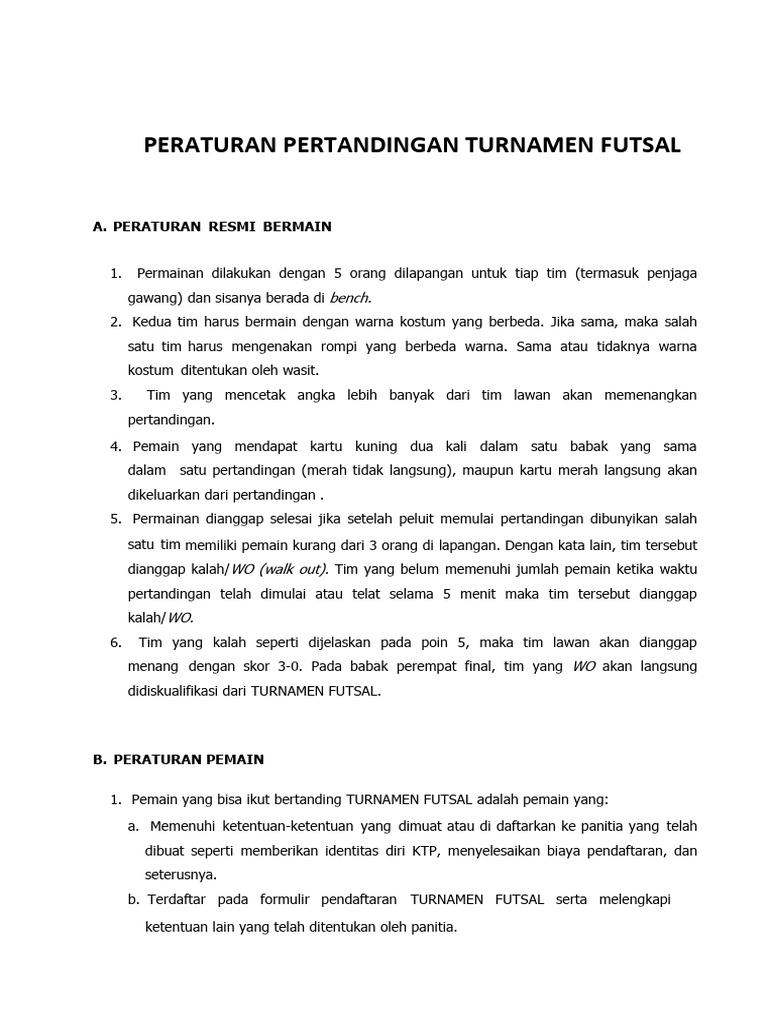 Aturan Turnamen Futsal | PDF