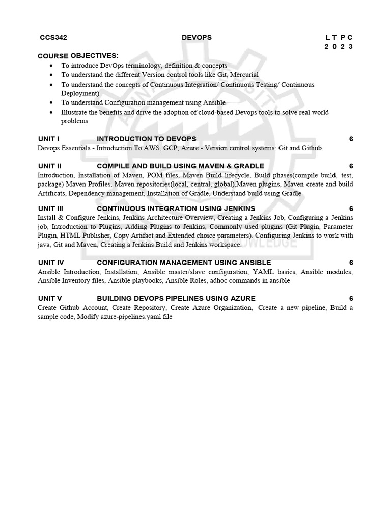 Ccs342devops Syllabus | PDF | Computing | System Software