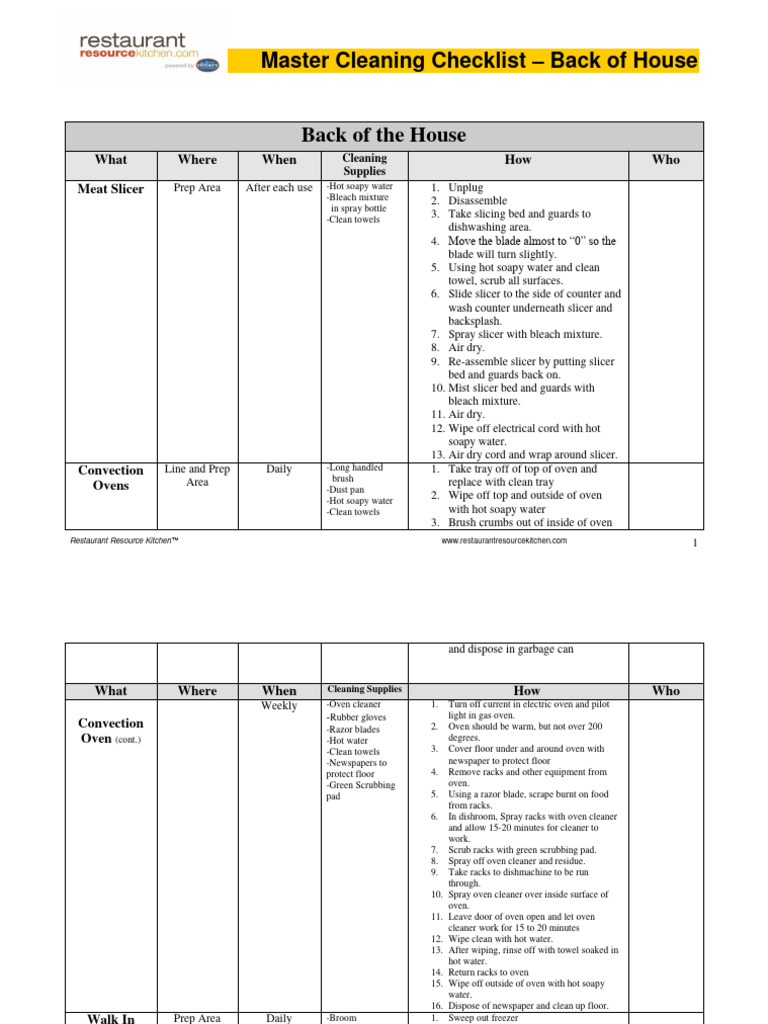 Master Cleaning Schedule PDF | PDF | Washing Machine | Dishwasher