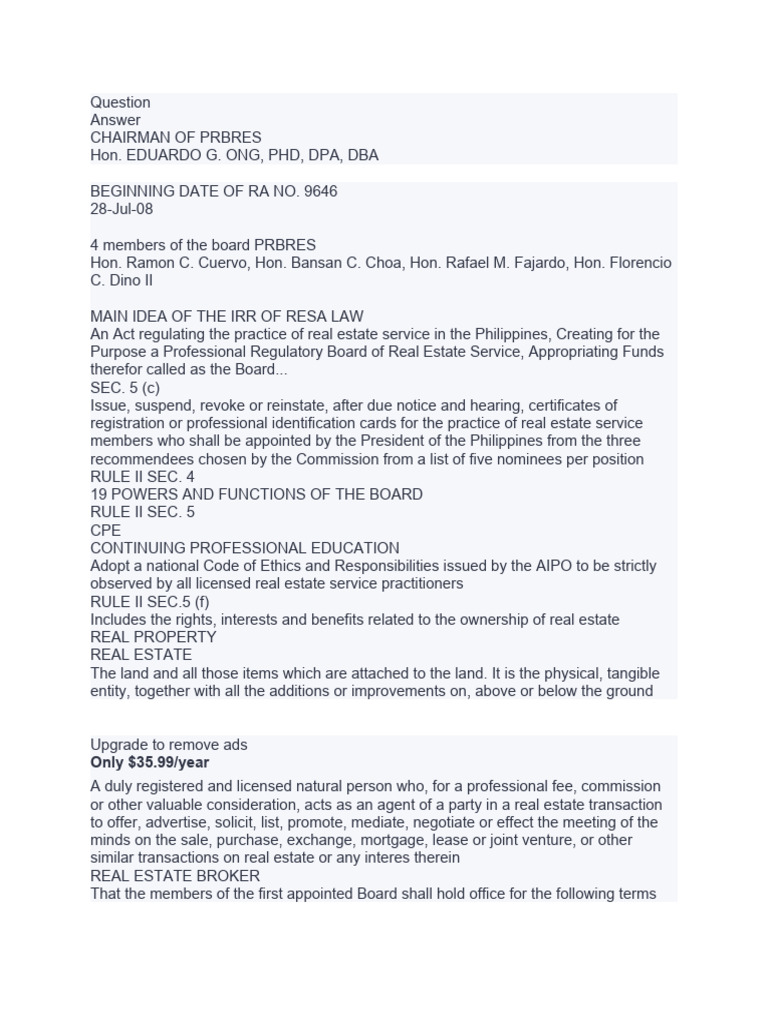 Ra 9646 Resa Law | PDF | Real Estate Appraisal | Licensure