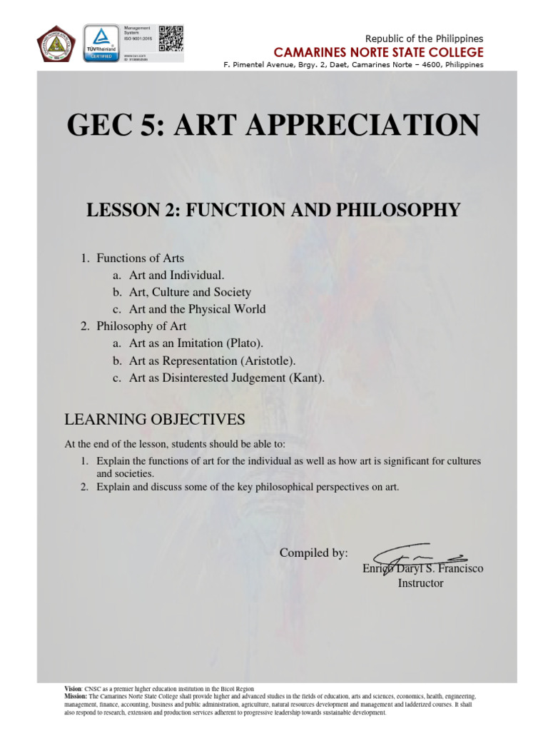 Ge5 Art Appreciation Handout 2 | PDF | Cognitive Science | Cognition
