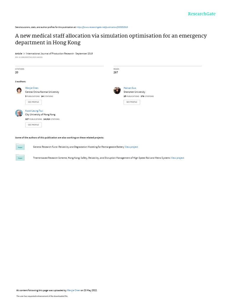 A New Medical Staff Allocation Via Simulation Optimisation For An ...