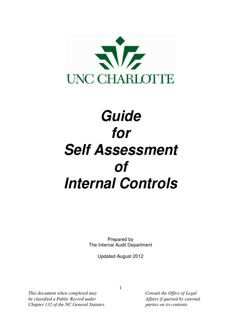UNC Charlotte - Guide For Self-Assessment of Internal Controls ...