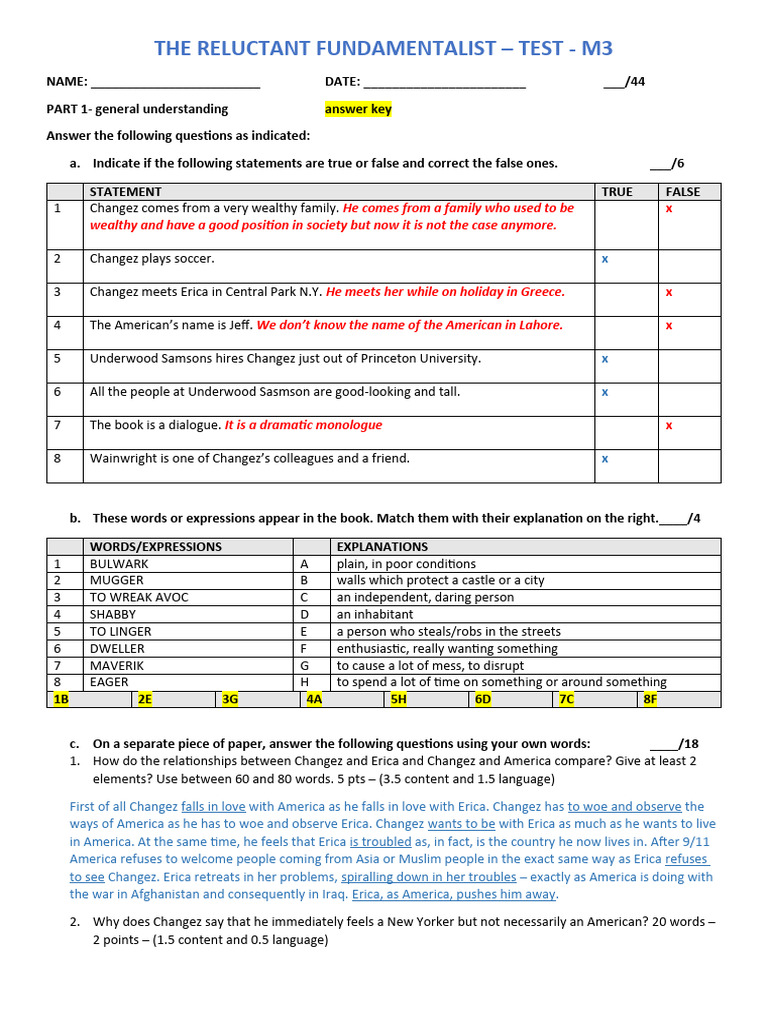 TRF TEST Answer Key | PDF | Truth | Nothing