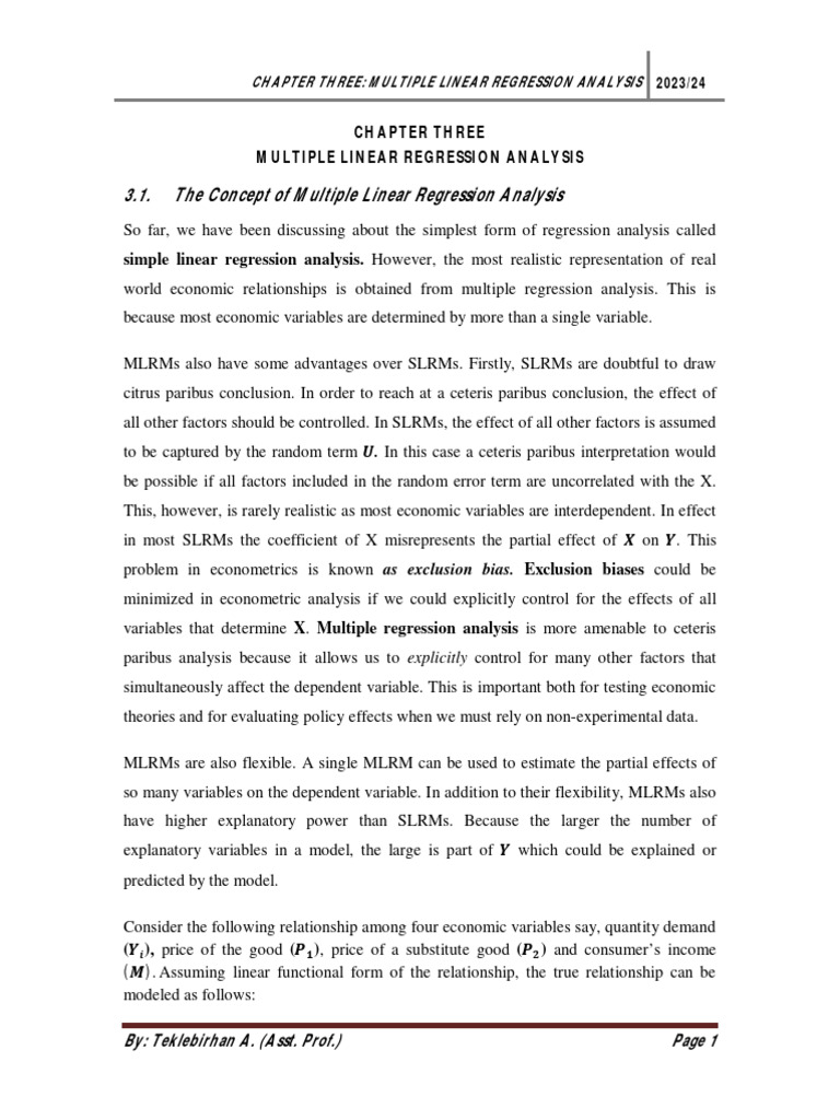 CH 3 Multiple Linear Regression Analysis Autosaved Recovered | PDF | Ordinary Least Squares ...