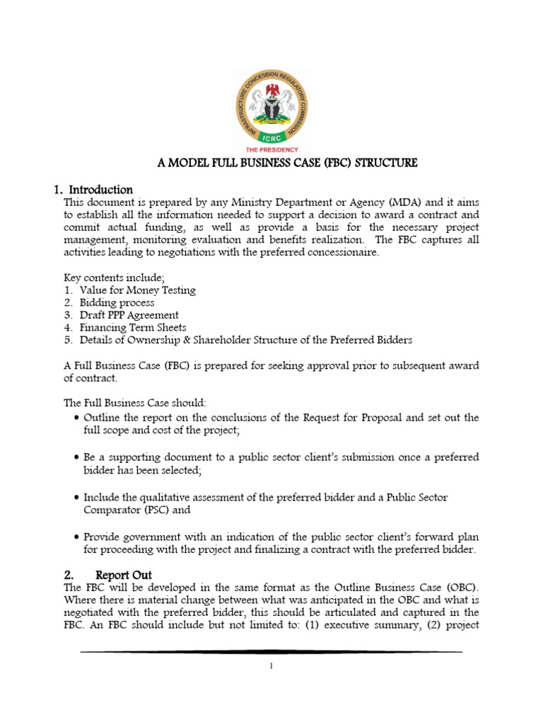 Full Business Case FBC Template | PDF | Procurement | Public–Private ...