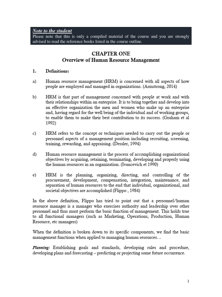 HRM Overview: Key Concepts & Challenges | PDF | Cost Of Living | Human ...