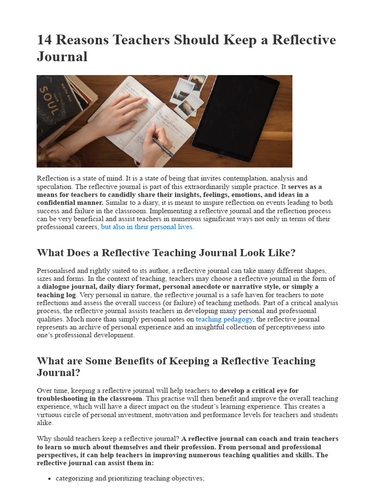 14 Reasons Teachers Should Keep A Reflective Journal | PDF | Teachers | Pedagogy