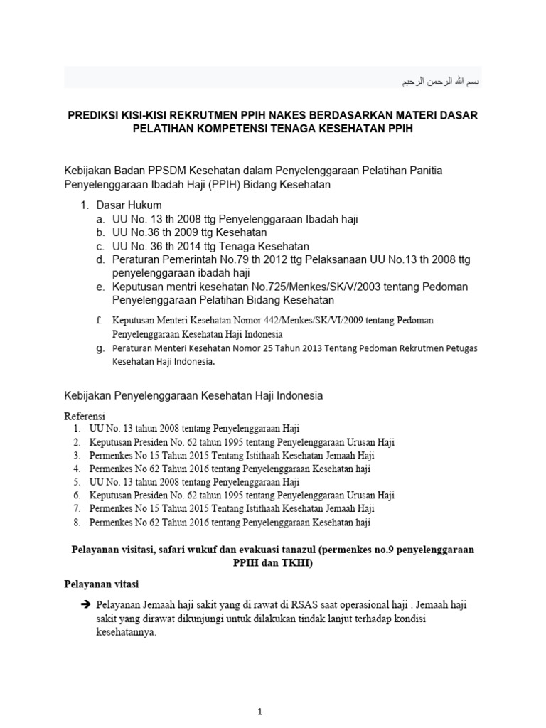 Kisi-Kisi Rekrutmen PPIH Nakes | PDF