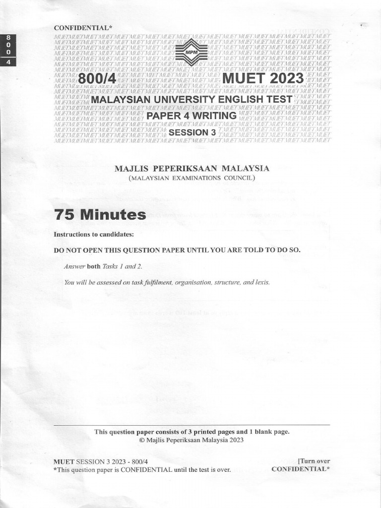 MUET 2023 Session 3 Paper 3 Reading (800/3) | PDF