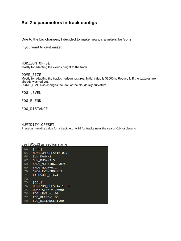Sol 2.x Track Configuration Parameters | PDF
