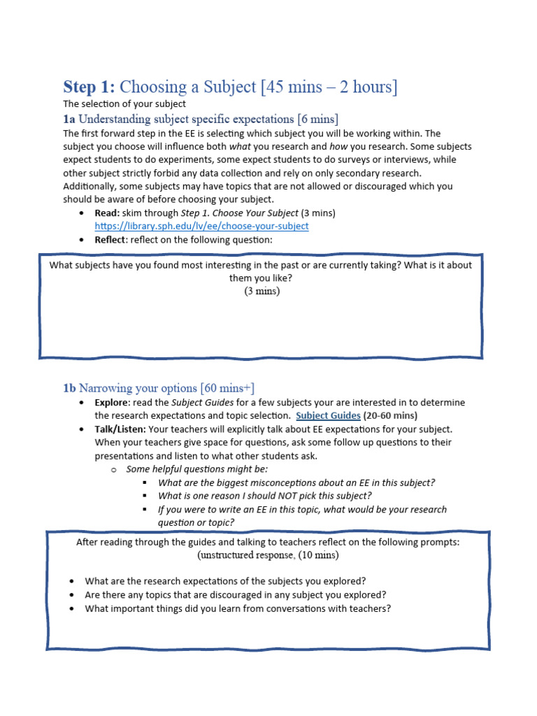 Step 1 - Choosing A Subject | PDF | Communication | Learning